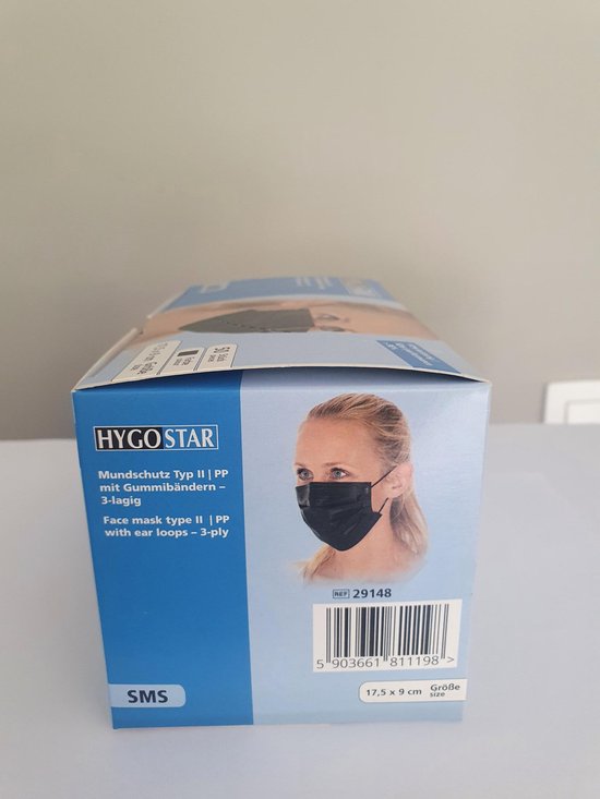 Hygostar mondmasker type II zwart - zwart mondmasker medisch ...