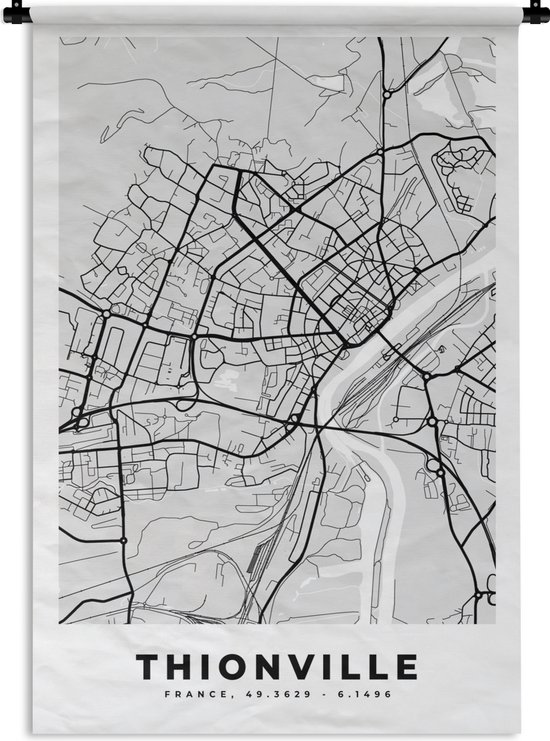Wandkleed - Wanddoek - Thionville - Plattegrond - Frankrijk - Kaart ...