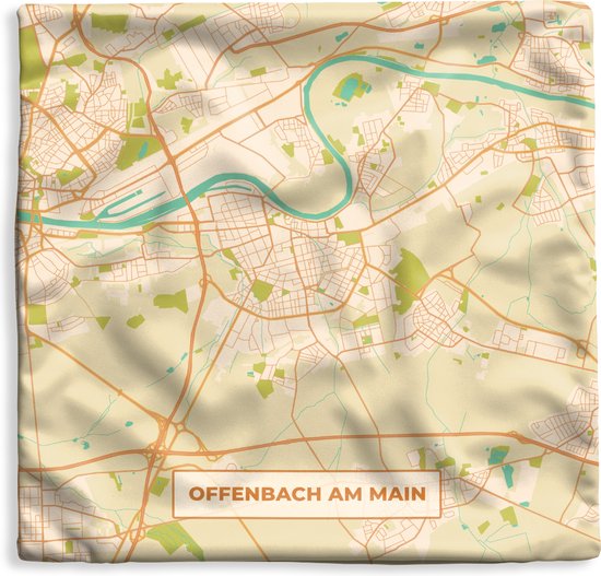 Kussenhoes 45x45 cm - Plattegrond - Vintage - Offenbach am Main - Kaart ...