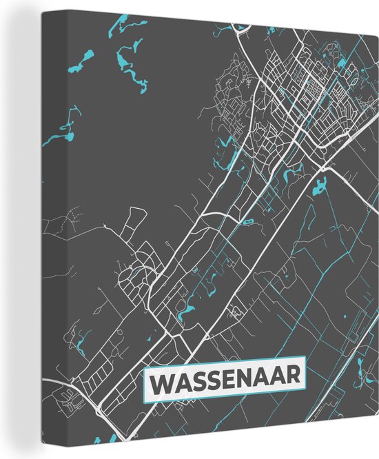 Canvas Schilderij Kaart - Plattegrond - Stadskaart - Wassenaar - 90x90 ...