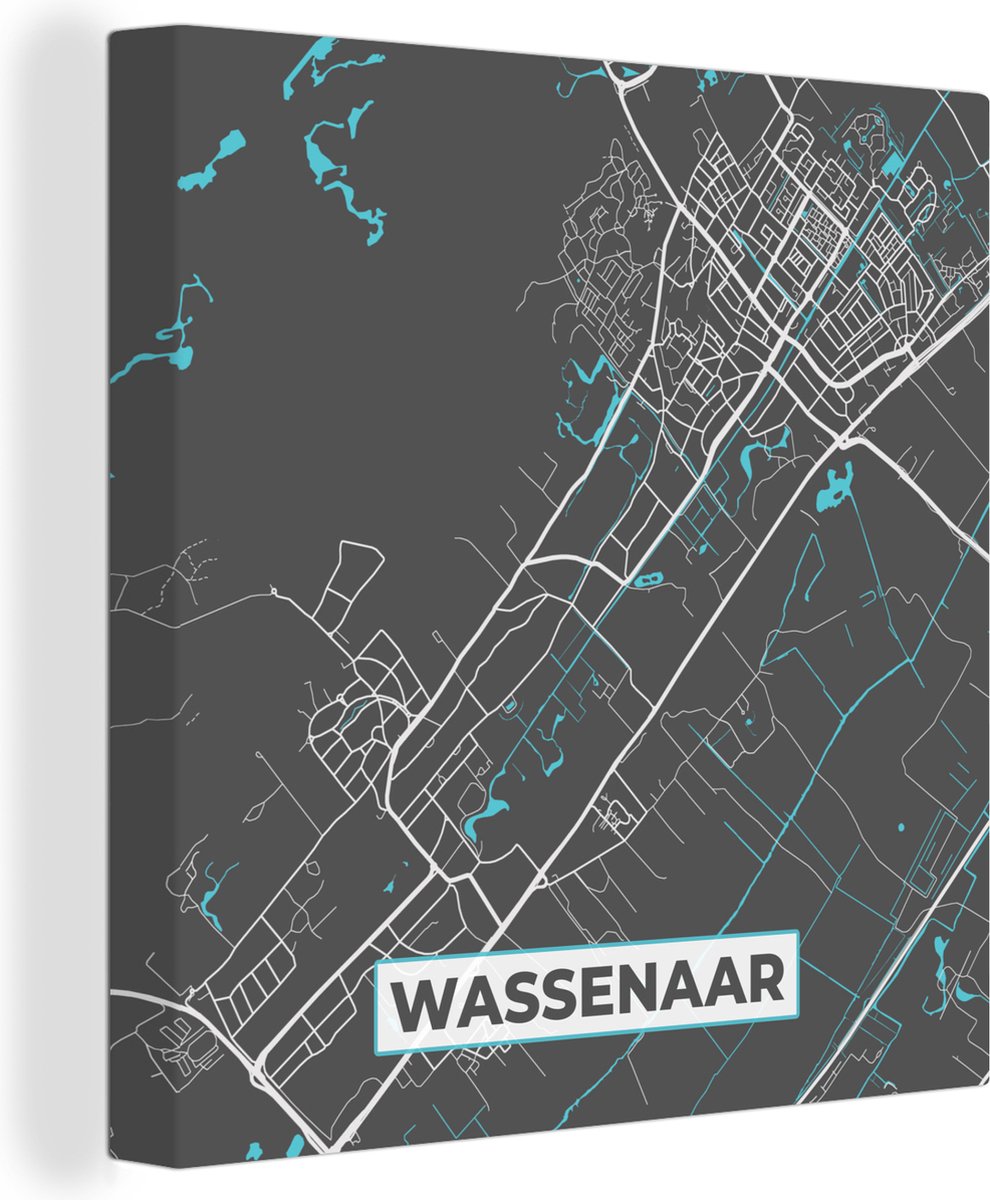 Canvas Schilderij Kaart - Plattegrond - Stadskaart - Wassenaar - 90x90 ...