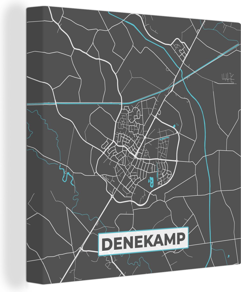Canvas Schilderij Denekamp - Kaart - Plattegrond - Stadskaart - 90x90 ...
