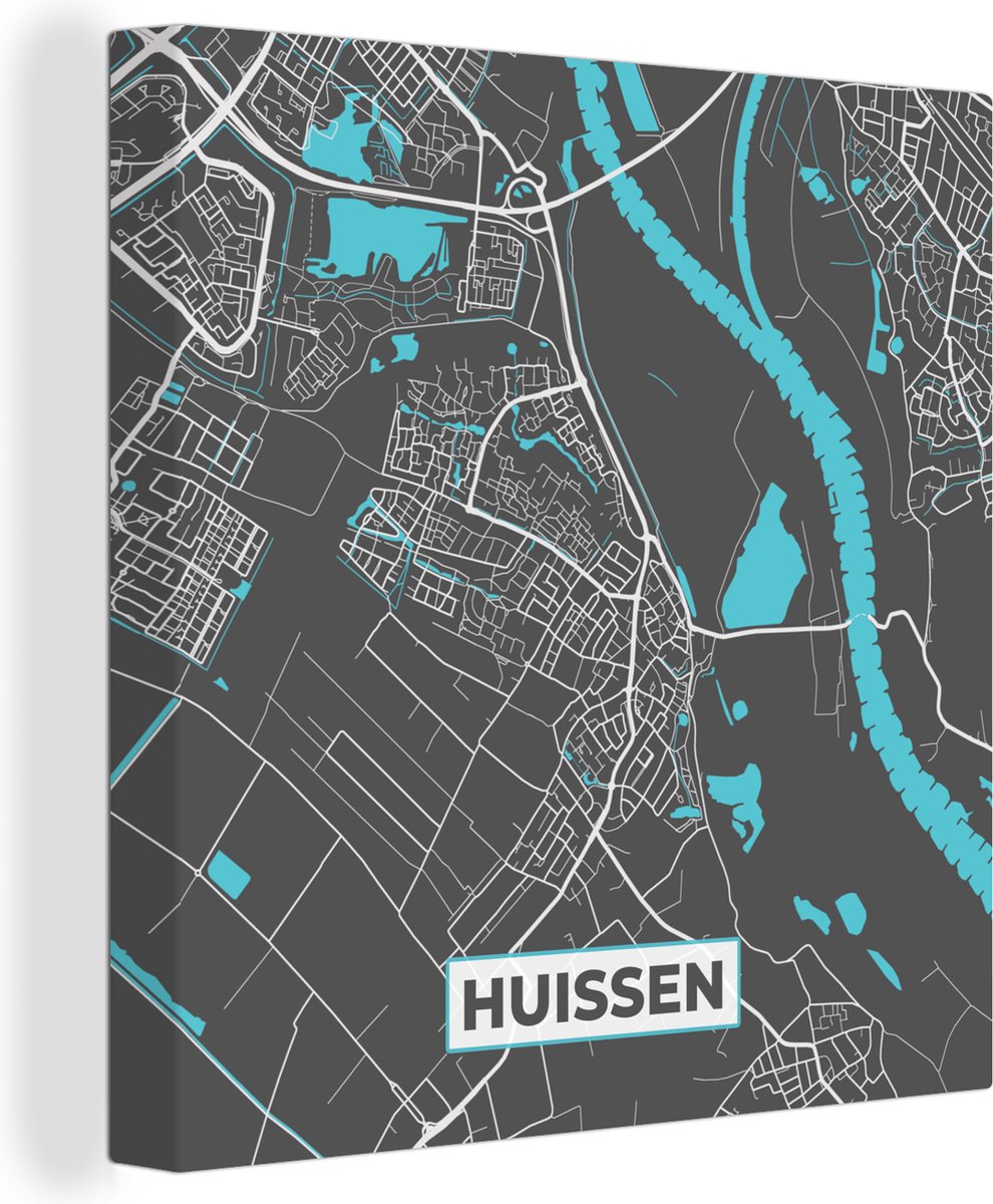 Canvas Schilderij Stadskaart - Huissen - Plattegrond - Kaart - 50x50 cm ...