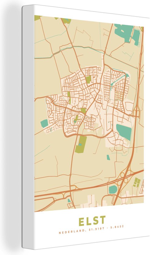 Canvas schilderij 120x180 cm - Wanddecoratie Elste - Plattegrond ...