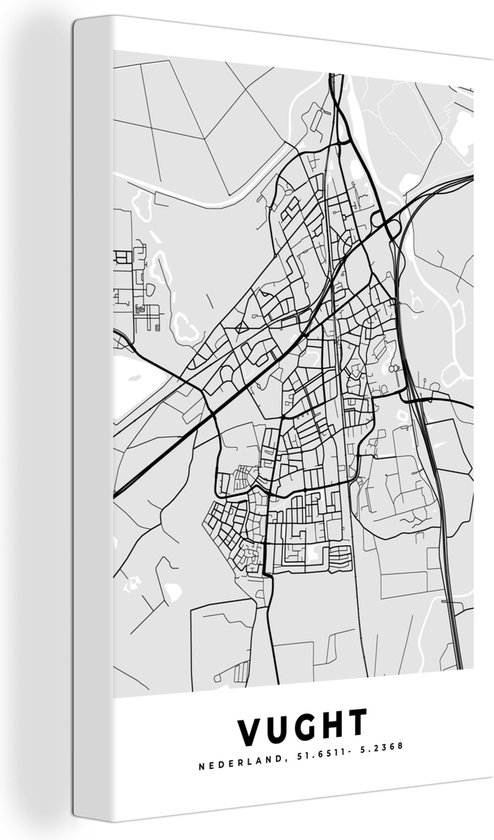 Canvas Schilderij Plattegrond - Vught - Kaart - Stadskaart - 20x30 cm ...