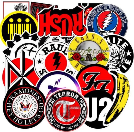50x band stickers - 50 beroemde bands stickers - Stickers voor op de ...