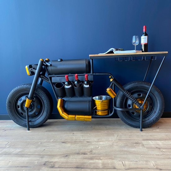 Motor industriële sidetable/wijnrek - sidetable - bartafel | bol.com