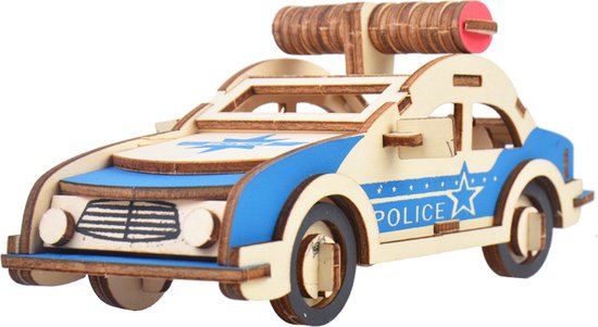 Bouwpakket 3D Puzzel Politieauto- hout | bol.com