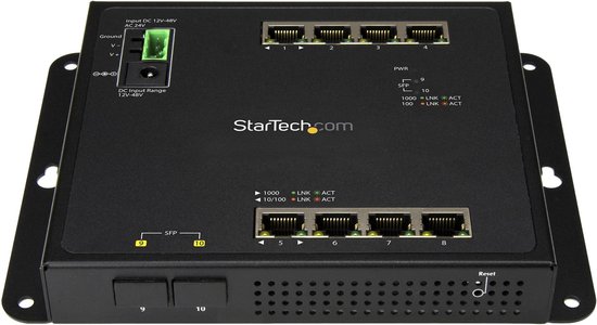 StarTech 8 poorts Gigabit ethernet switch met 2 SFP connecties ...