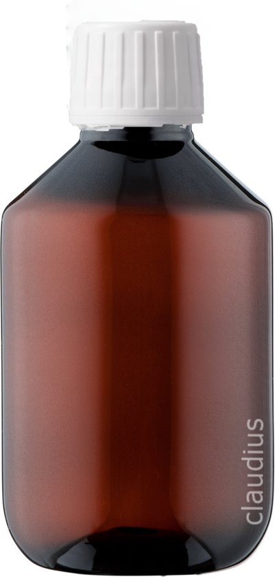 Lege Plastic Fles 250 ml PET Amber bruin - met witte ribbel dop - set ...
