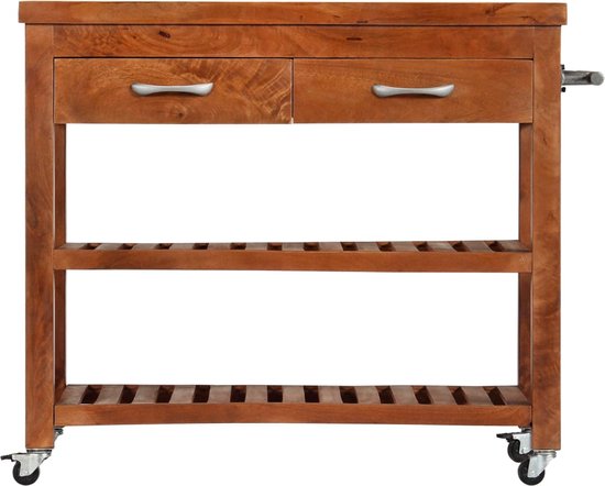 VidaLife Keukentrolley - Trolley voor de keuken van acaciahout - Houten ...