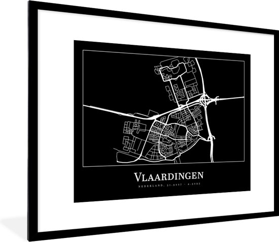 Fotolijst incl. Poster - Plattegrond - Vlaardingen - Kaart - Stadskaart ...