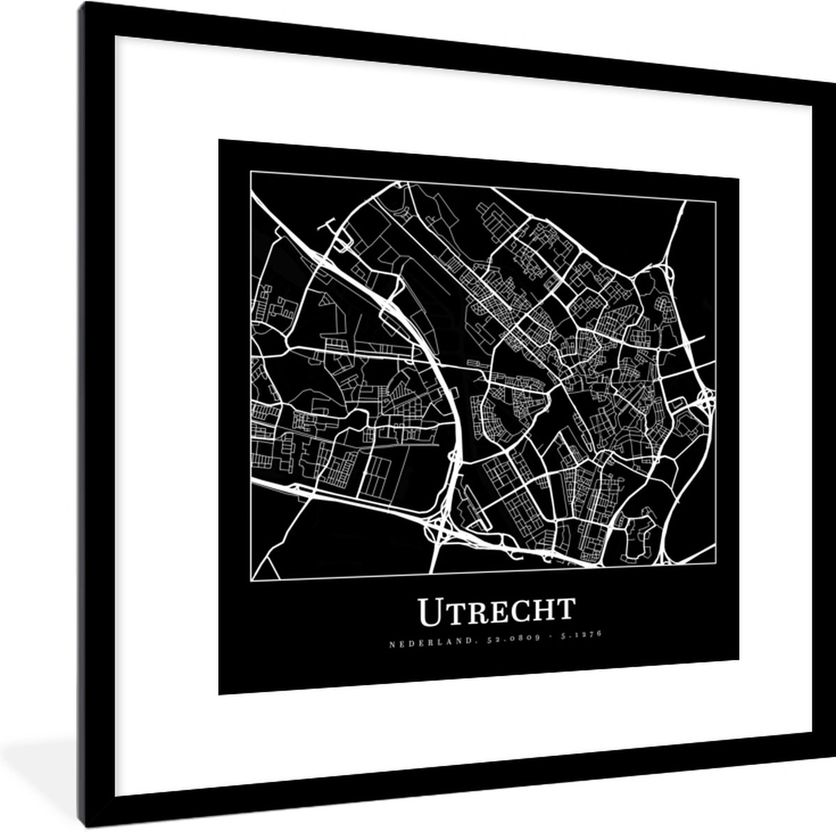 Poster met lijst Plattegrond - Stadskaart - Utrecht - Kaart - 40x40 cm ...