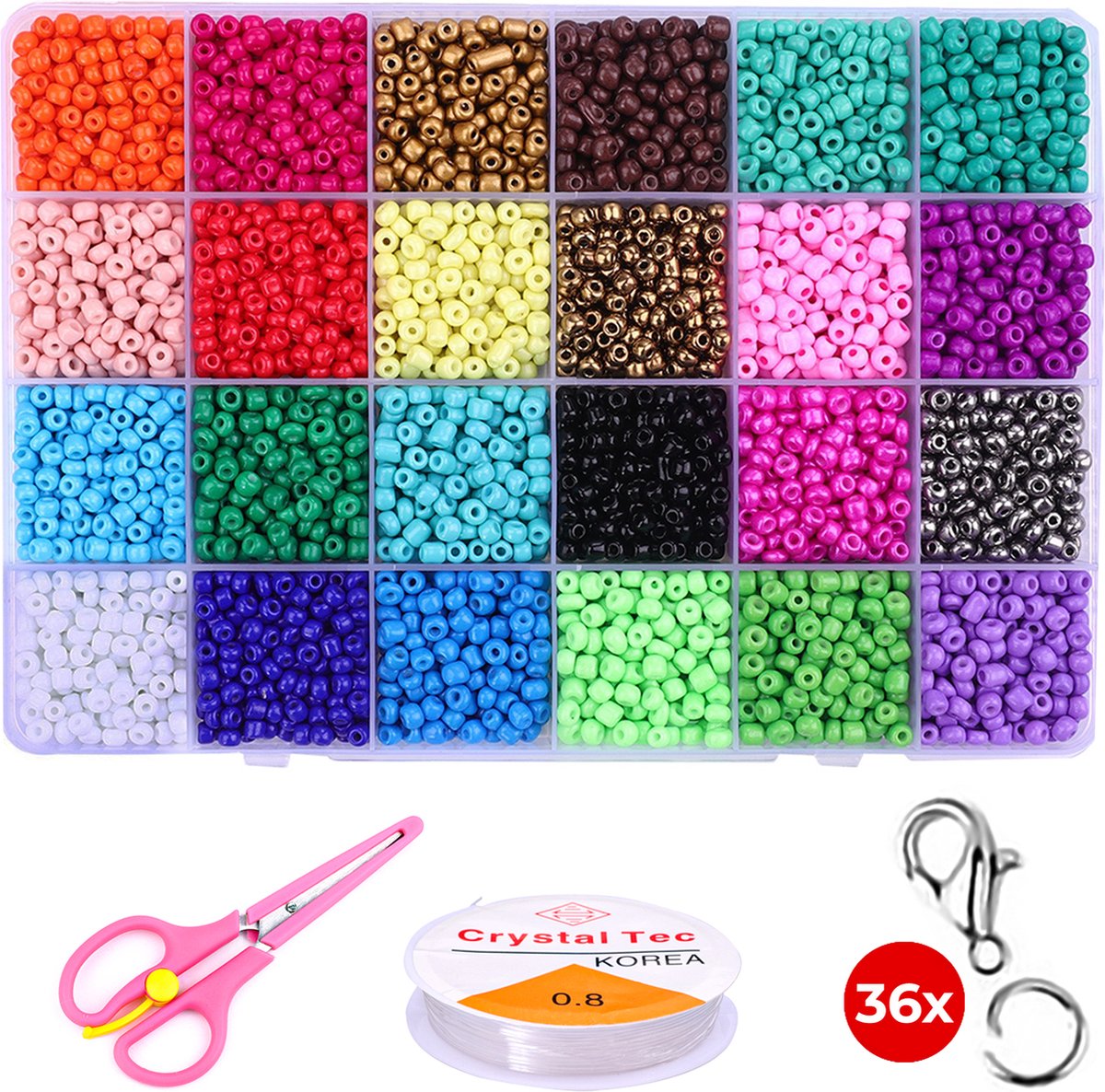Kralen Set - 24 Kleuren - 4MM - 4000 Stuks - DIY - Starterspakket ...