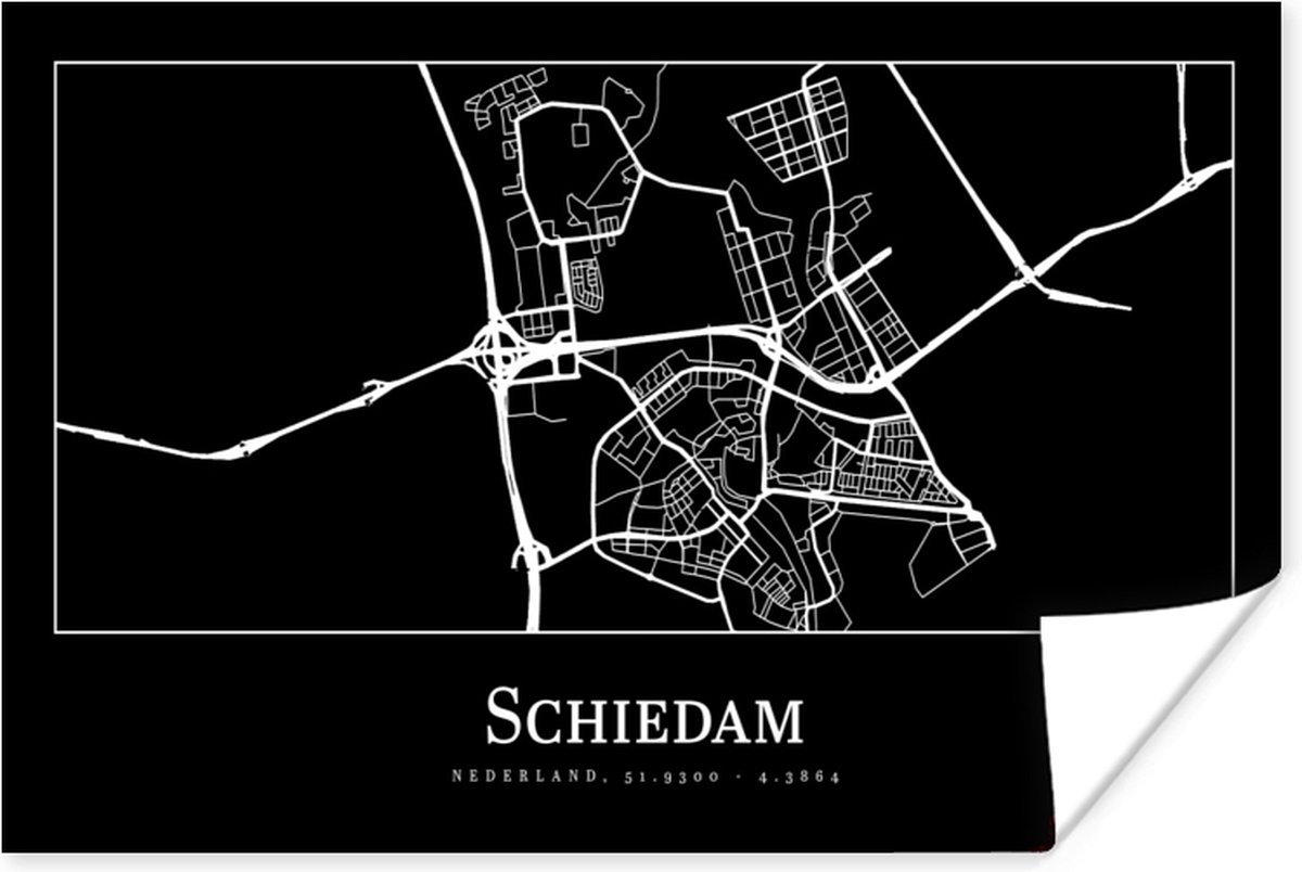 Poster Kaart - Schiedam - Plattegrond - Stadskaart - 30x20 cm | bol.com