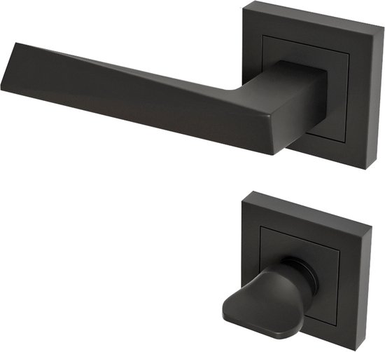 Deurklink - Ceraxo Elina - Deurbeslag - Deurkruk met WC/Badkamer Rozet - Mat Zwart - BSE | bol