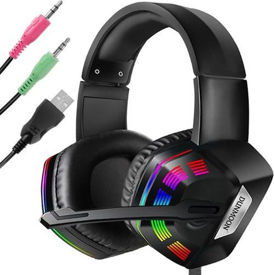 Dunmoon Gaming Headset met Microfoon - 3,5 mm Jack en USB - Zwart | bol