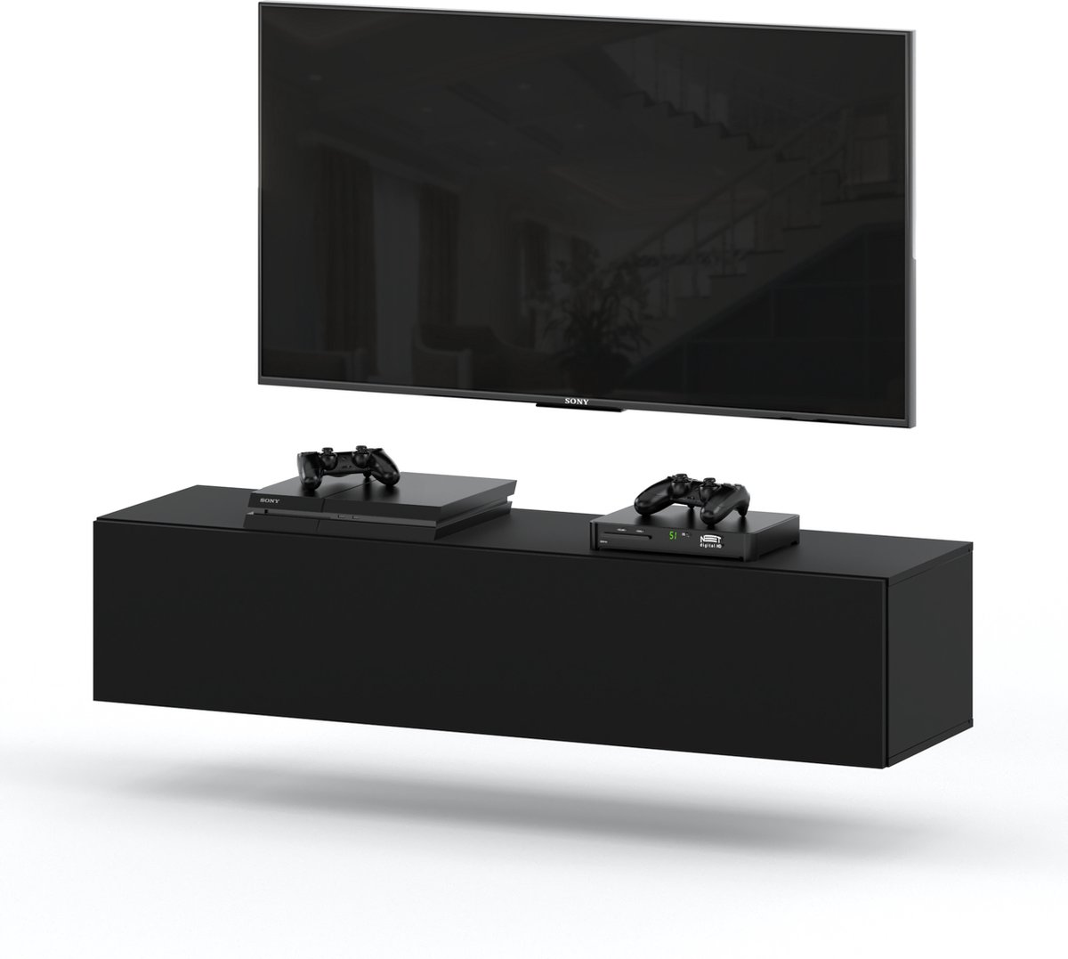 AZ Home Tv Meubel Young 150 cm -Zwart Tv kast Zwevend kast Hangend ...