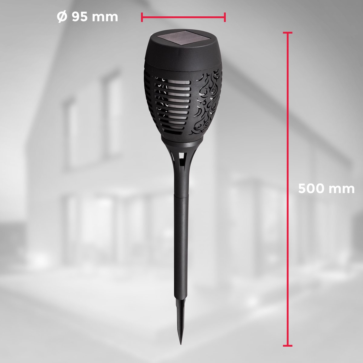 B.K.Licht - Set van 8 Fakkels - zwart - tuin verlichting - IP44 - zonne ...