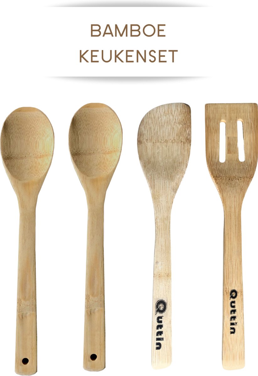 Bambae Keukengerei met Spatels en Pollepels van Bamboe - Opscheplepels ...