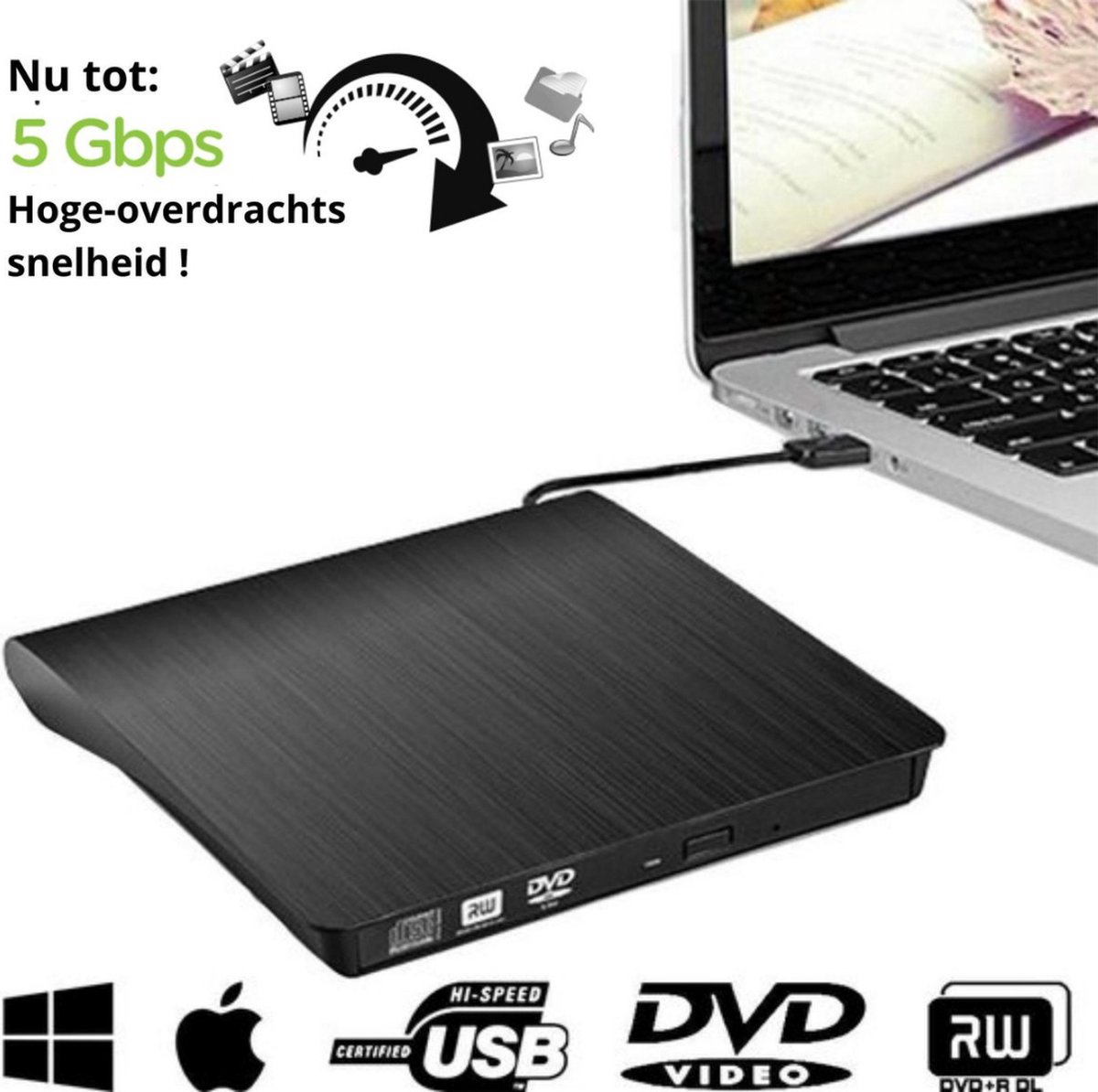 Externe DVD & CD Speler - Externe DVD Speler voor Laptop - Externe DVD ...