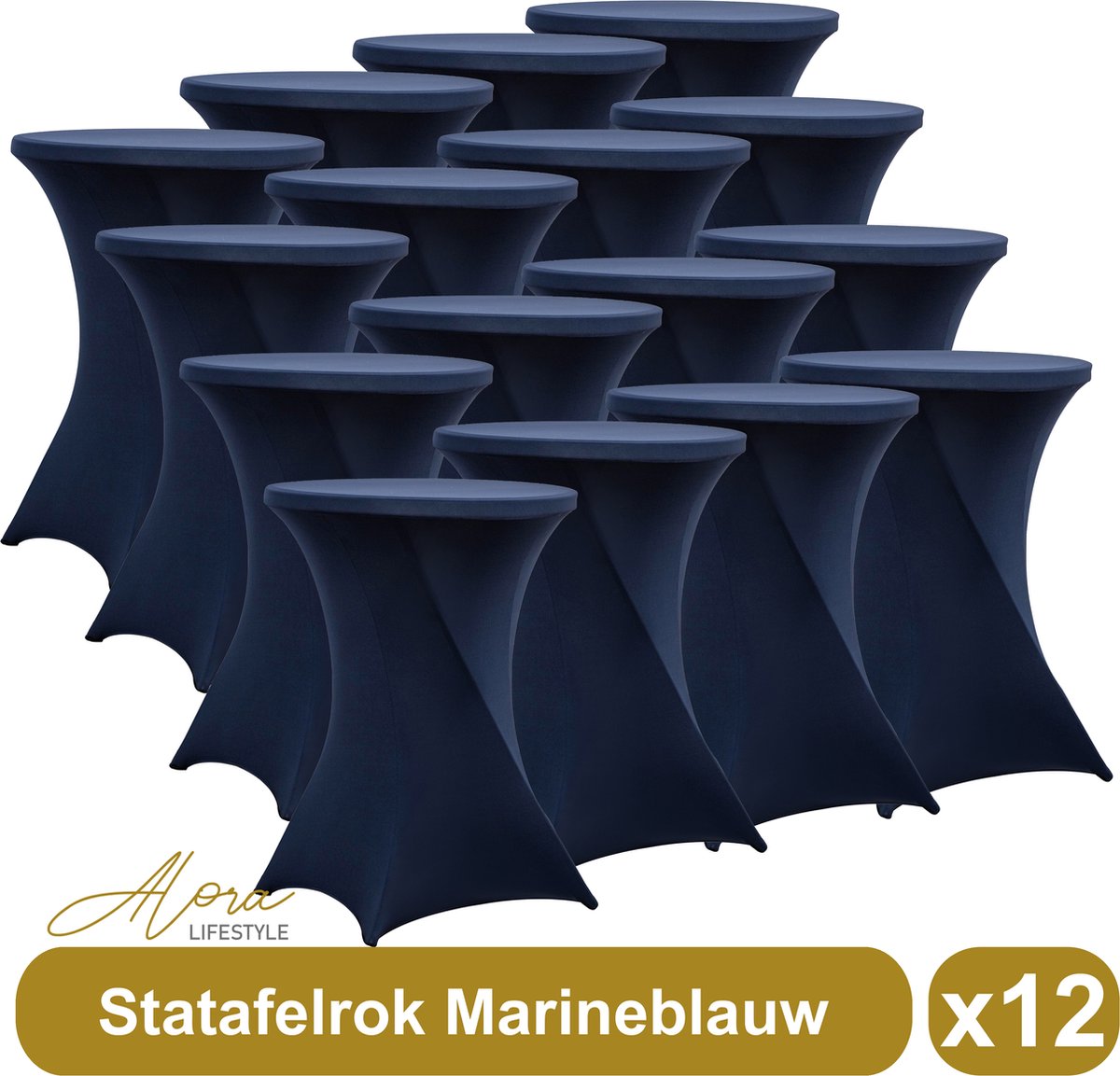 Statafelrok marineblauw 80 cm - per 12 - partytafel - Alora tafelrok voor statafel -... | bol.com