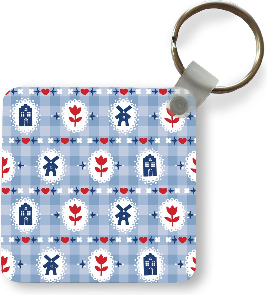 Sleutelhanger - Illustratie van een Delfts blauw patroon met typisch ...