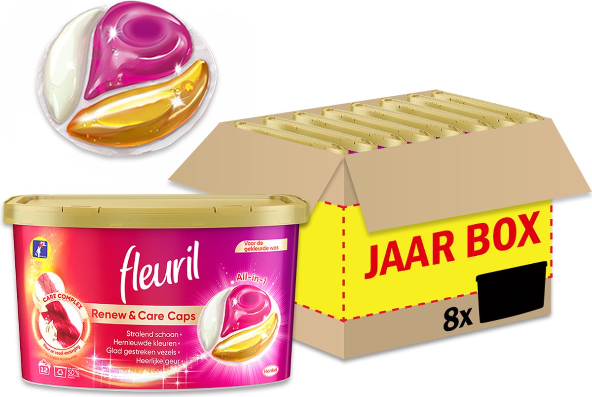 Fleuril Color Caps - Wasmiddel Capsules - Voordeelverpakking - 8 x 12 ...