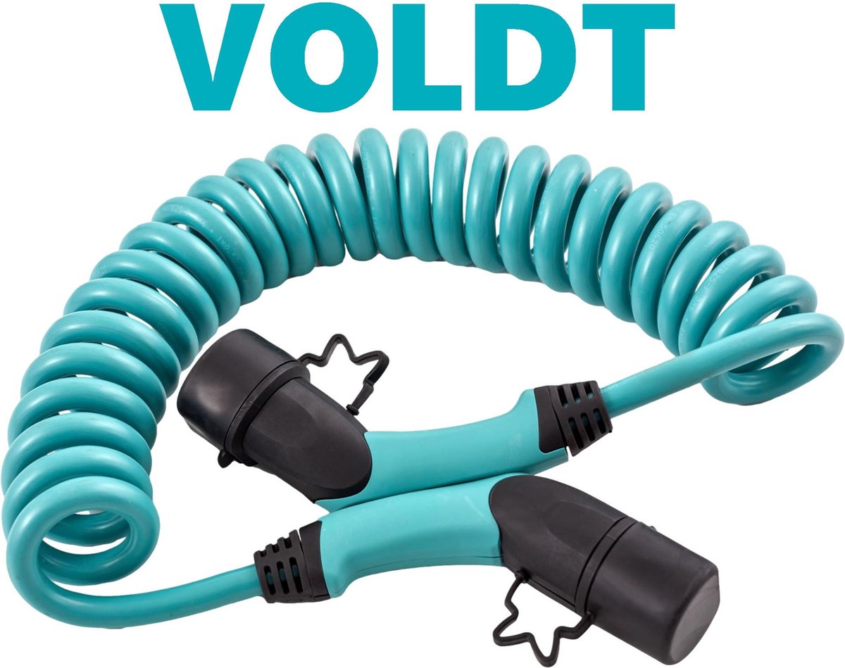 Laadkabel elektrische auto Type 2 32 Ampere 1 fase 7,4 kW Spiraal ...