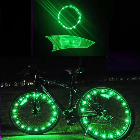 Fietsverlichting Groen- Fiets Licht-Lichtsnoer Fietswiel- Fiets Wiel ...