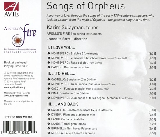 Apollo's Fire Baroque Orchestra, Jeannette Sorrell - Songs Of Orpheus ...