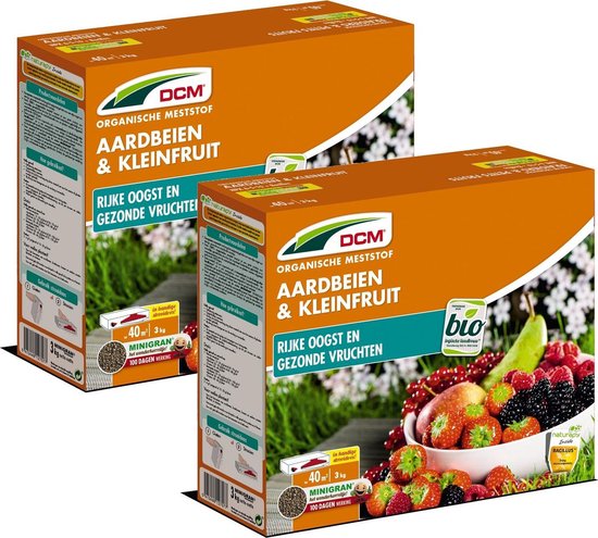 Dcm Meststof Aardbei & Kleinfruit 40 m2 - Moestuinmeststoffen - 2 x 3 kg (Mg) | bol