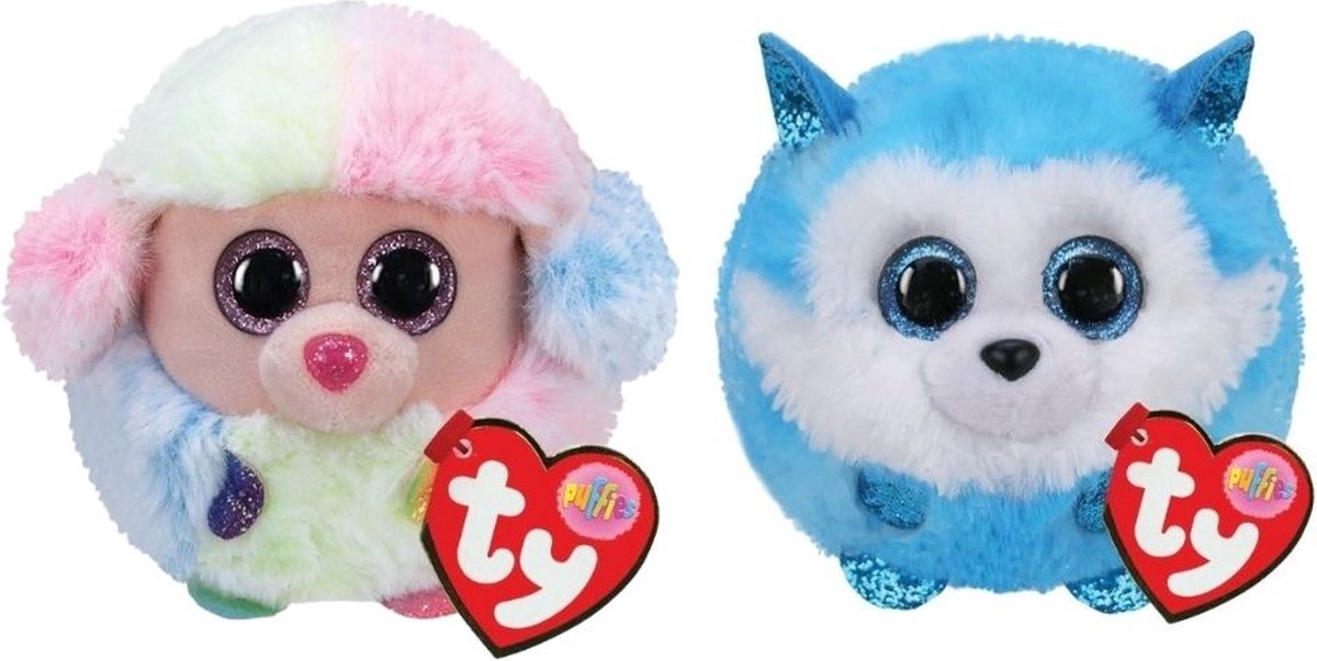Ty - Knuffel - Teeny Puffies - Rainbow Poodle & Prince Husky | bol.com