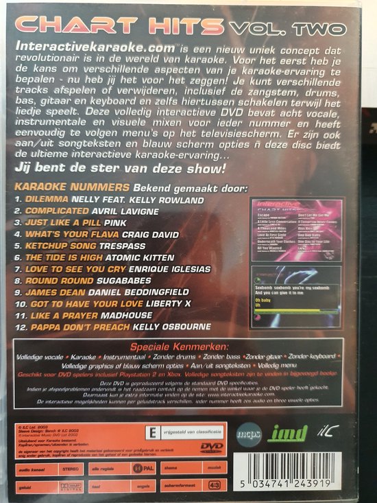 1-DVD KARAOKE - CHART HITS VOL TWO, Nelly Feat | Muziek | bol