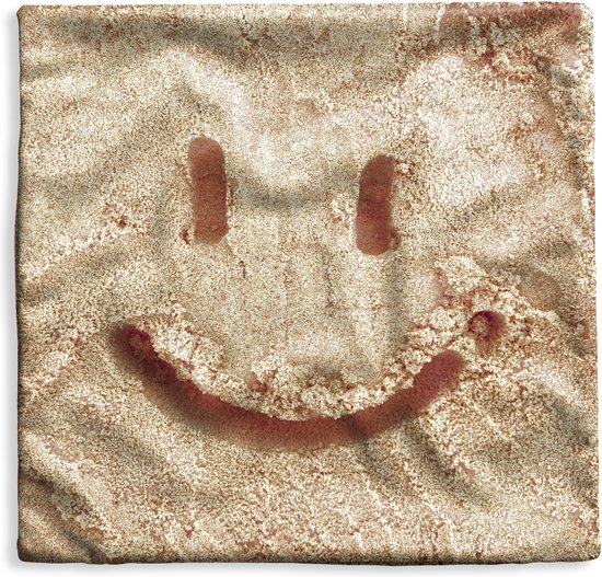 Kussenhoes 45x45 cm - Smiley in het zand - Katoen / Polyester - Voor ...