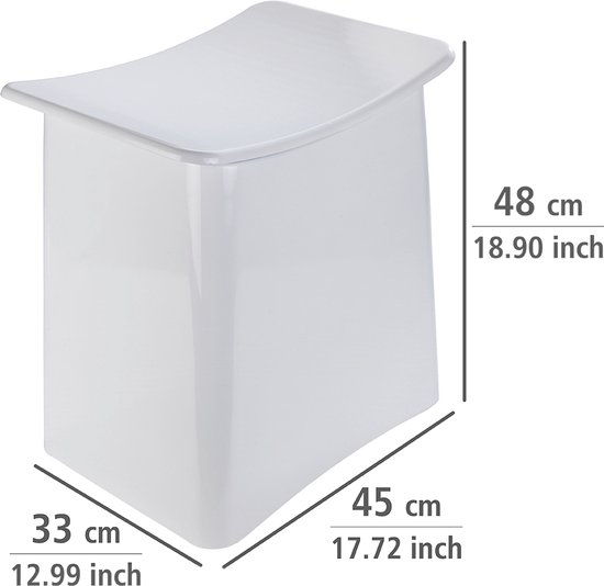 WENKO Wasmand en Badkruk Wing Wit 45x48cm - Badkamerkruk | bol