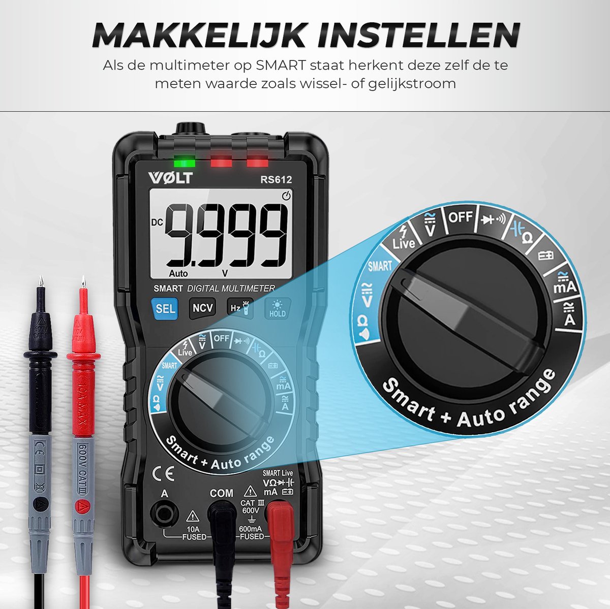 VØLT Digitale Multimeter voor AC / DC Voltage - Multi Volt Meter Incl ...