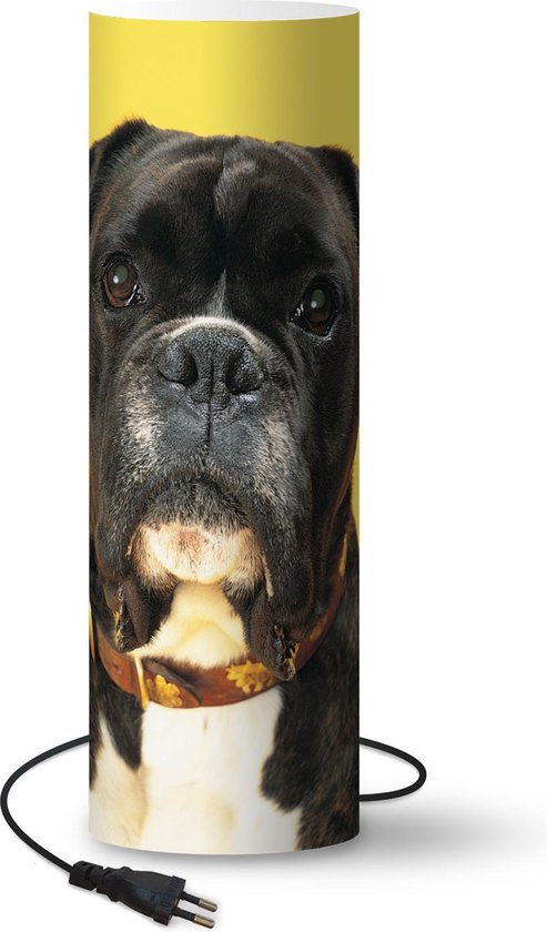 Lamp Boxer - Boxer met gele achtergrond - 50 cm hoog - Ø16 cm ...