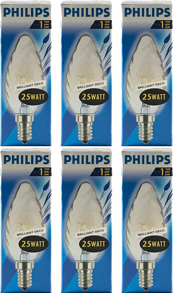 Philips - Kaarslamp -Gedraaid - 25Watt - E14 Fitting - Gloeilamp ...