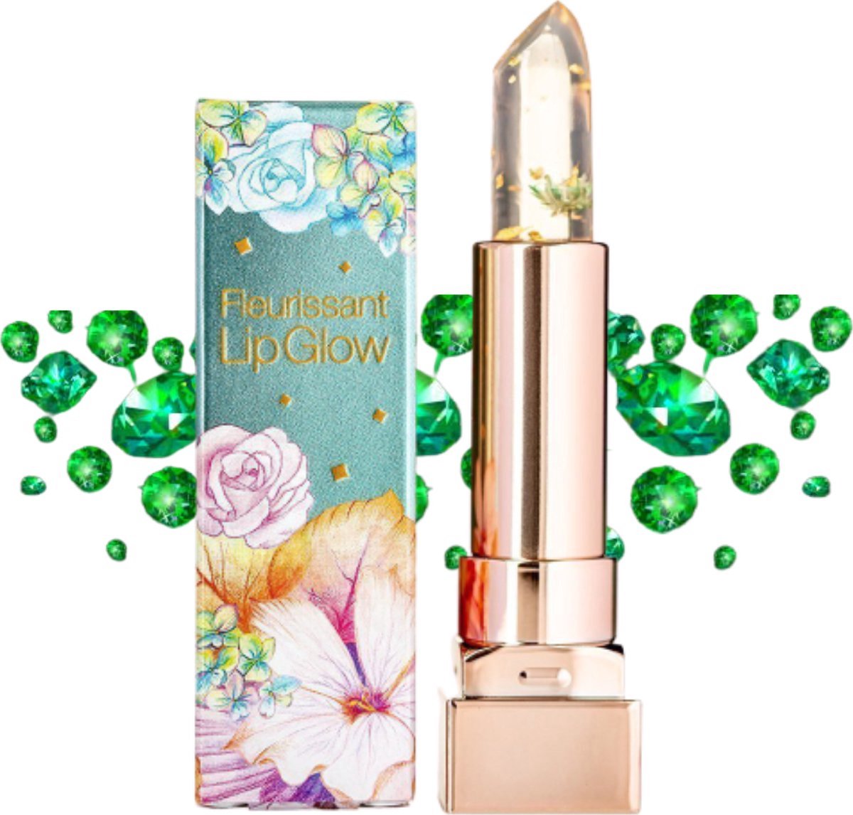 GLAMFOX Emerald Flower Lip Glow Lipstick - 24 Karaat Goudkorrels ...