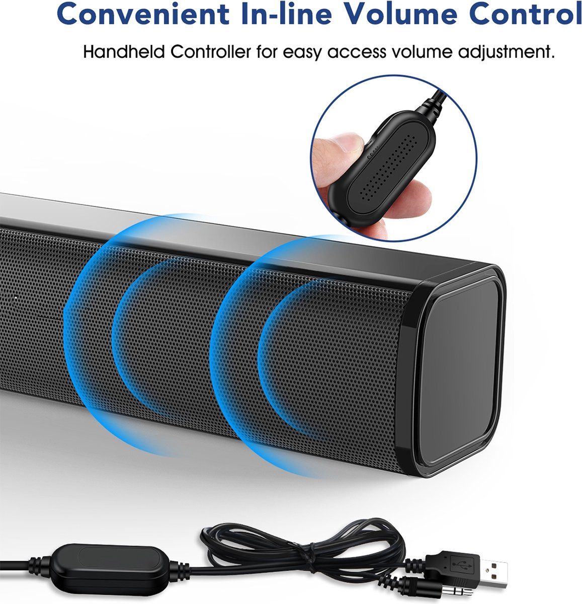 PC Speaker - Soundbar - USB&3,5 mm - Voor slimme telefoon / desktop ...