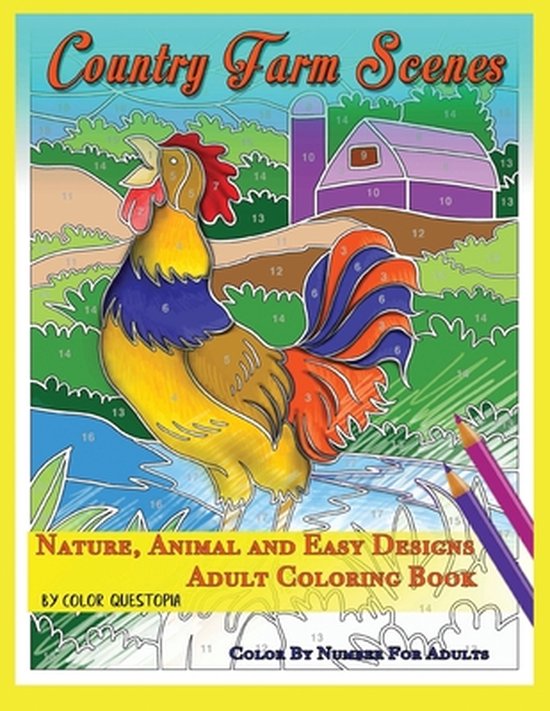 Adult Color by Number- Country Farm Scenes Color By Number For Adults ...