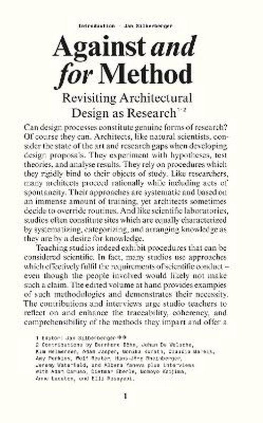 Against and for Method: Revisiting Architectural Design as Research ...