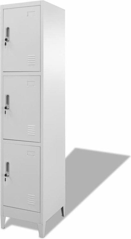 Lockerkast met 3 vakken 38x45x180 cm | bol.com