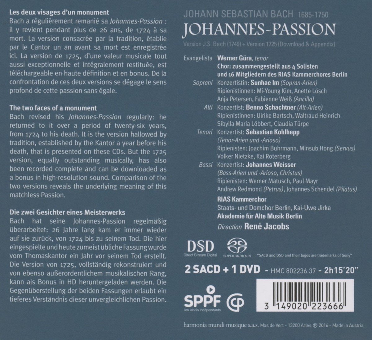 Ren' Jacobs - Johannes-Passion (3 CD), René Jacobs | CD (album ...