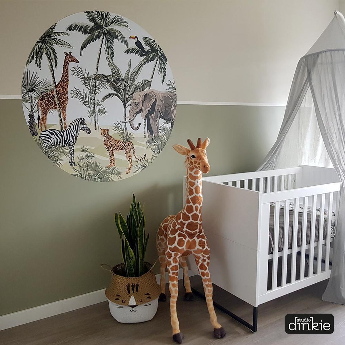 Studio Dinkie | Muurcirkel Jungle getekend | Babykamer | Kinderkamer ...