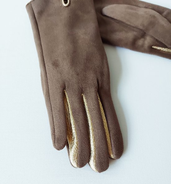 zaZa'z - Handschoen - Dames - Taupe - Goud - Onesize | bol