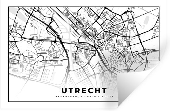 Muurstickers - Sticker Folie - Kaart - Utrecht - Nederland - 120x80 cm ...