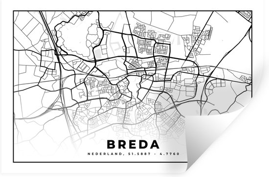 Muurstickers - Sticker Folie - Plattegrond - Breda - Nederland - 60x40 ...
