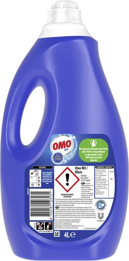 Omo Wit XXL Vloeibaar Wasmiddel - 2 x 80 wasbeurten ...